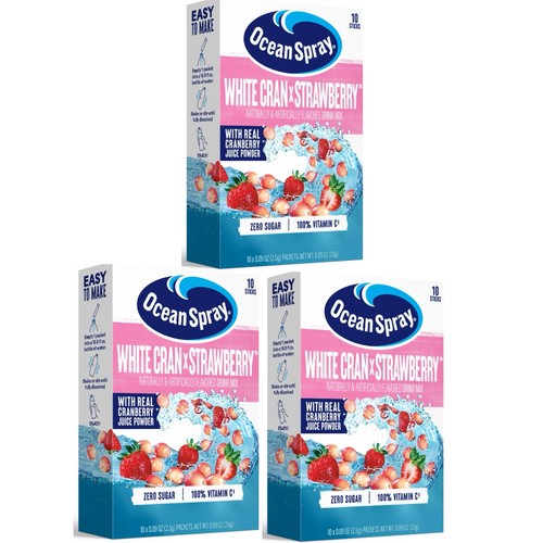 Ocean Spray Powder Drink Mix White Cranberry Strawberry, 0 Sugar, 10ct ...