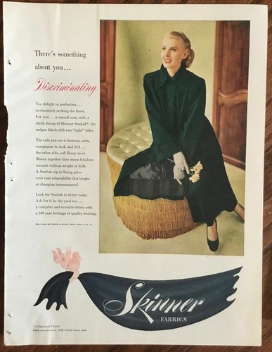 Skinner fabrics 1948 ad original vintage art print 1940s fashion decor ...