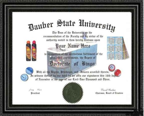 Bingo Lover's Doctorate Diploma / Degree Custom made and Designed for ...