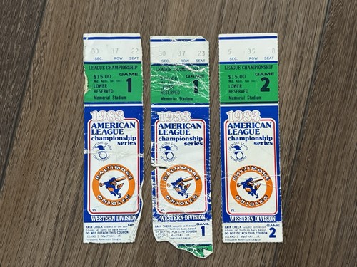 1983 ALCS Orioles White Sox Ticket Stub GM 1 & 2 Ripken Baines Lot | eBay
