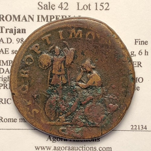 TRAJAN, 98-117 AD. AE SESTERTIUS. ROME, CIRCA 103-111 AD. ROMA & DACIAN ...