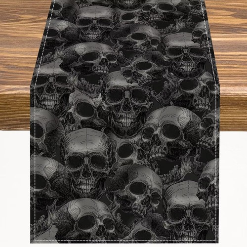 Horror Skull Table Runner Gothic Skeleton 13W x 36L (Pack of 1), Skull ...