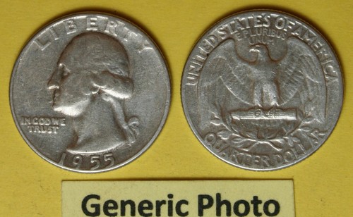 1955 US Washington Quarter in Circulated Condition...see Generic Photos ...
