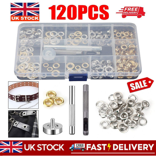 120x Grommets Durable Clothing Metal Eyelets Button Set Installation ...