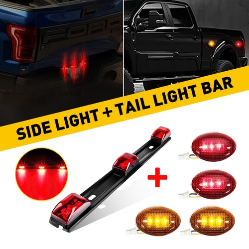 2x Amber Side Red LED Marker Lights + Tail Lamp For 1999-10 Ford F350 ...
