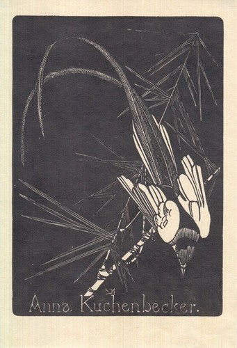 Exlibris Bookplate Woodcut Anna Mackova 1887-1969 Paradise Bird Bird | eBay