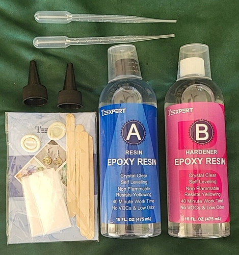 32OZ Epoxy Resin and Hardener Kit Crystal Clear for Jewelry DIY Art ...