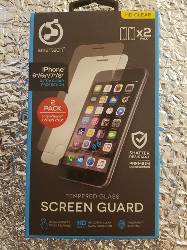 New Smartech iPhone 6+/6s+/ 7+/8+/ 2 Pack Tempered Glass Screen Guard ...