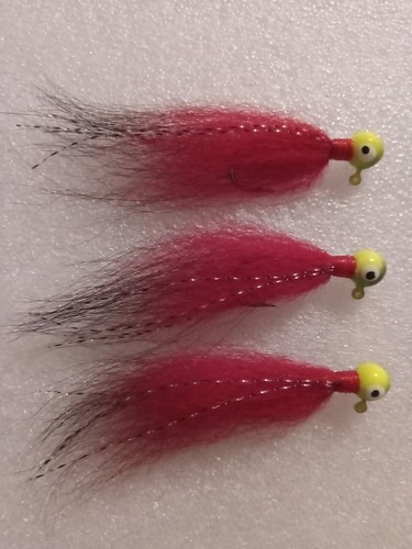 Smoo's Custom Jigs (3) 1/8 Oz. Arctic Fox Hair Jigs Red. *419 | eBay