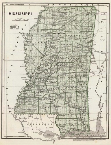 MISSISSIPPI VINTAGE 1845 STATE ROAD MAP GLOSSY POSTER PICTURE PHOTO ...