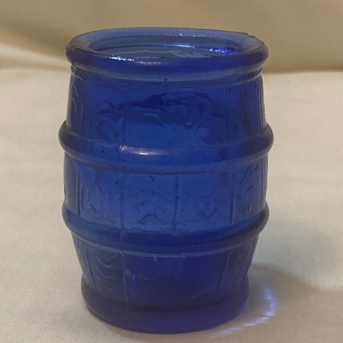 Retro Cobalt Blue Glass Small Barrel Toothpick Holder Shot Glass | eBay