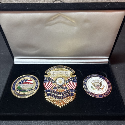 Donald Trump Pence 2017 Inauguration Challenge Coins and Badge w/ Case ...