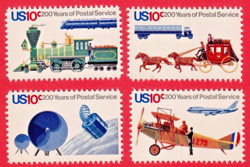 1975 POSTAL SERVICE TRANSPORTATION STAMP AIRPLANE TRAIN TRUCK HORSE ...