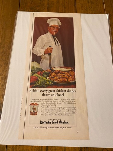 Vintage 1967 Kentucky Fried Chicken Colonel Sanders With Knife ad | eBay