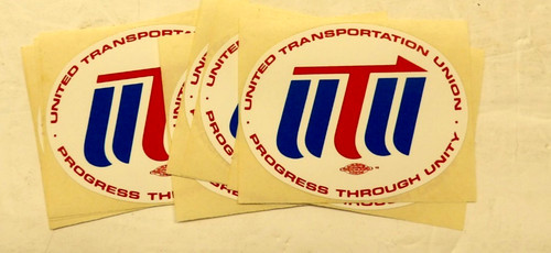 10 UNITED TRANSPORTATION UNION STICKERS 2 1/2" X 3" PROGRESS THROUGH ...