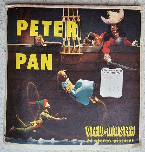 1957 Walt Disney's Peter Pan View Master Packet B372 3 Reel Set & Book ...