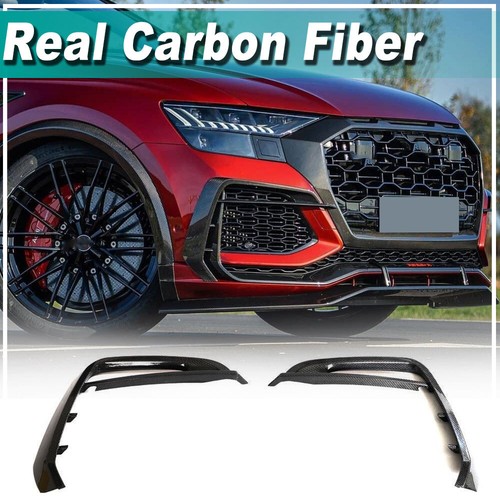 For Audi RSQ8 RS Q8 2020UP REAL CARBON Front Bumper Fins Splitter Air ...