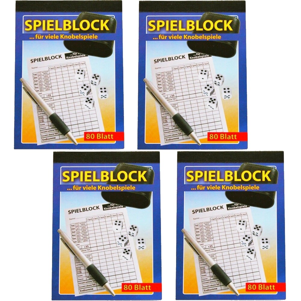 4 Spielblöcke,Spielblock,Knobelblöcke,Knobelblock, Würfelspiele,DIN A6 ...