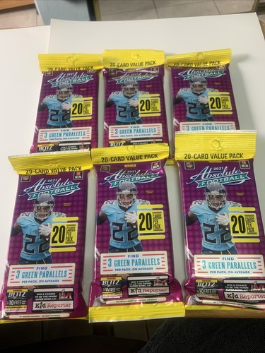 Lot Of 6 Panini 2021 Absolute Football Cello Fat Pack - 20 Card | eBay