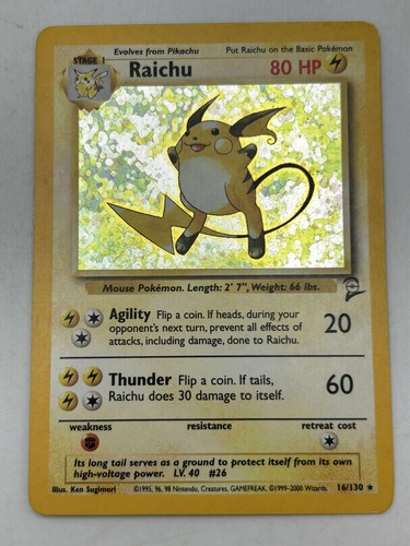Raichu 16/130 Base Set 2 Holo Rare Pokemon TCG Vintage WOTC - NM | eBay