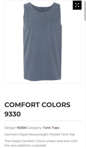 Comfort Colors 9330 Pocket Tank Top Unisex XXL Blue Jean | eBay