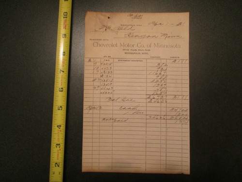 Chevrolet Chevy Motor Co of Minnesota 1921 Letterhead 264 | eBay