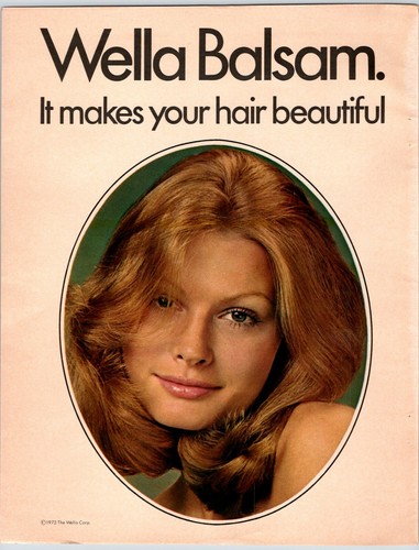 BEAUTIFUL YOUNG WOMAN WELLA BALSAM SHAMPOO 1970's 8.5" X 10.75 ...