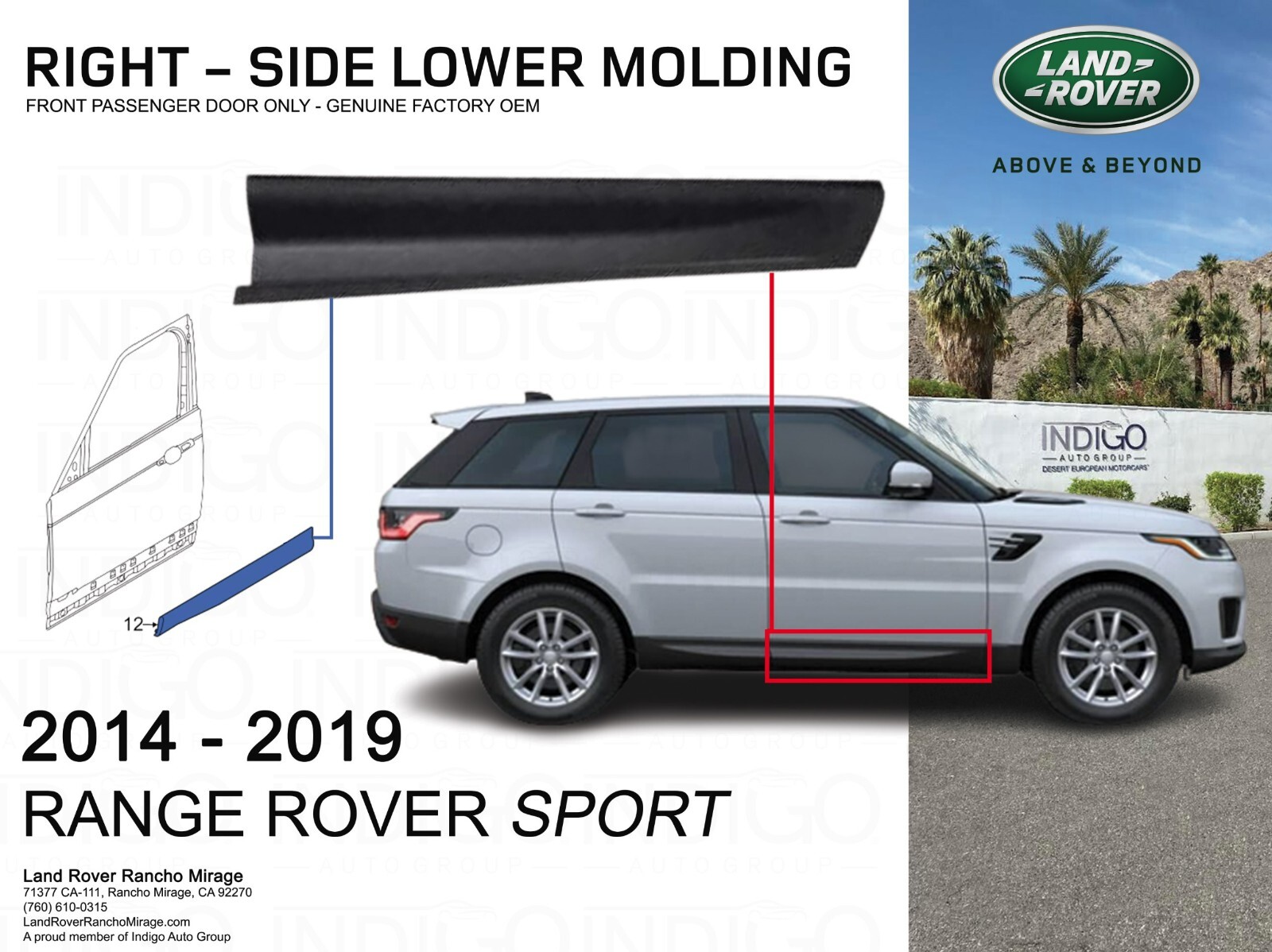 OEM LAND Rover Rematador D Pilar cuarto panel Gama Sport 06-13 RH ...