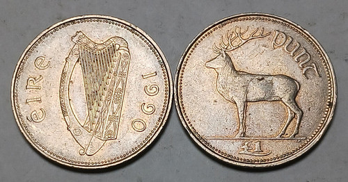 1x 1990 Ireland 1 Punt - Copper-Nickel - Red Deer - One Pound | eBay