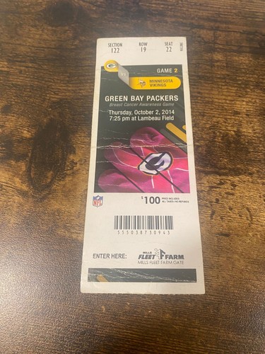 Minnesota Vikings at Green Bay Packers - Oct 2014 Aaro Rodgers MVP 3 TD ...