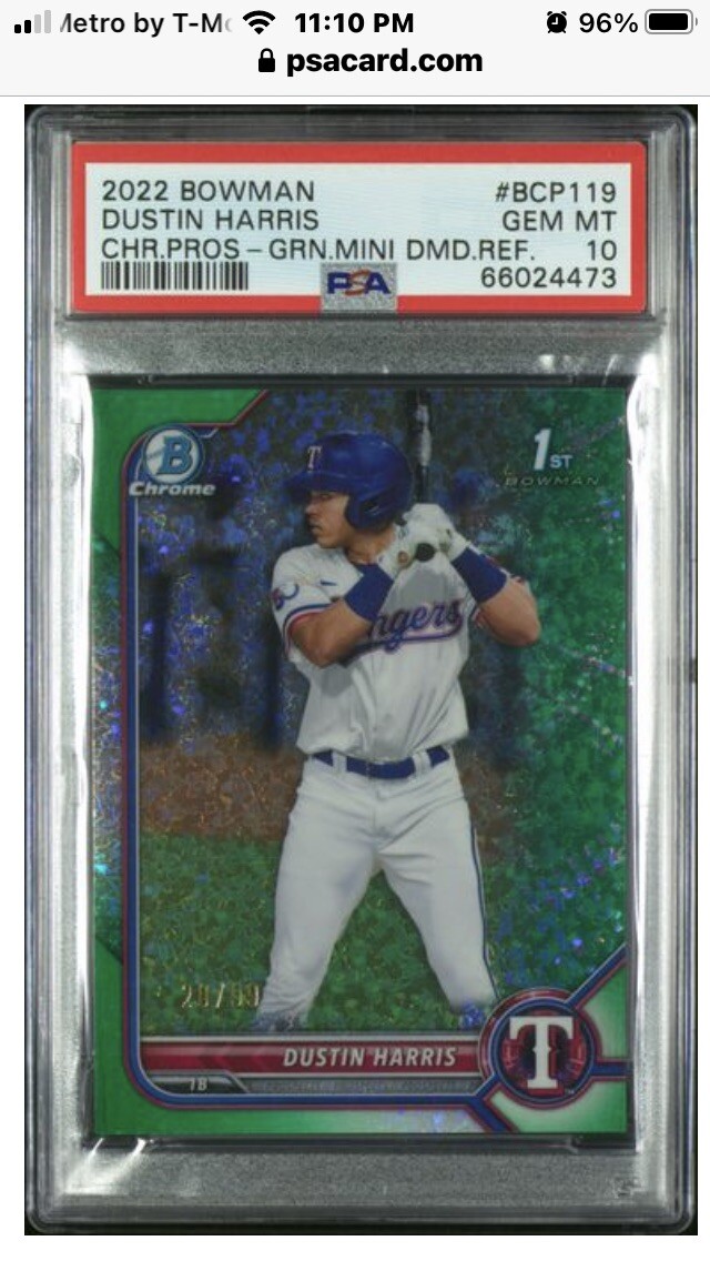 Dustin Harris 2022 Bowman #BCP-119 Chrome Prospects - Green Mini ...