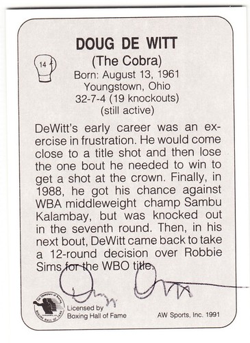 Boxer Doug DeWitt 1991 All World SIGNED CARD AUTOGRAPHED | eBay