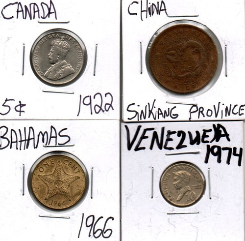 WORLDWIDE SUPER BLOW-OUT LOT OF 4 COINS! 🤩 Lot #22 🤩 Less than $1.45 a ...