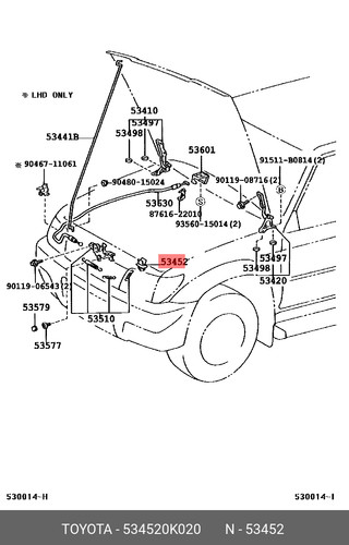 Genuine OE holder, hood stay, 534520K020 for TOYOTA 53452-0K020 | eBay