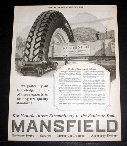 1925 OLD MAGAZINE PRINT AD, MANSFIELD TIRES, TIRE MANUFACTURERS ...