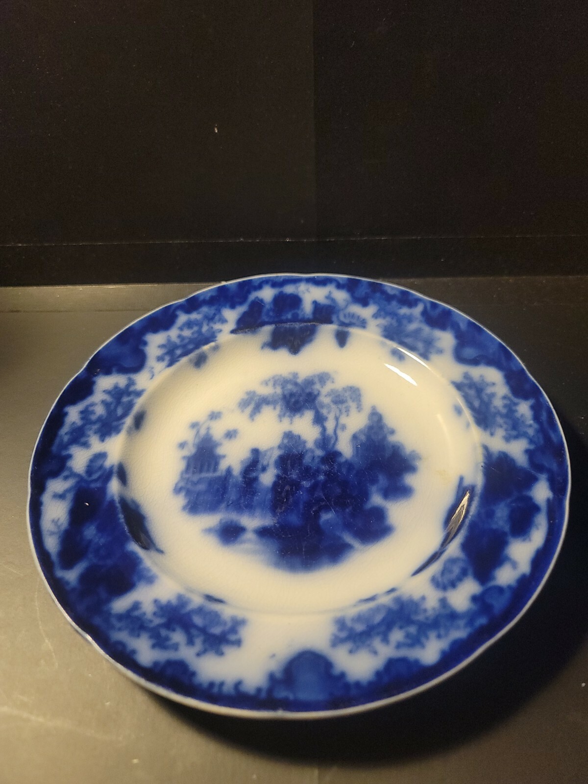 John & George Alcock Antique 1840's Flow Blue Scinde 9 1/2" Ironstone ...