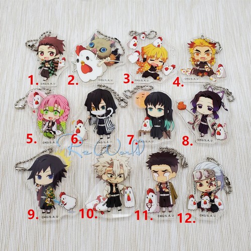 Kimetsu no Yaiba Demon Slayer Acrylic Keychain Key Ring Charm Zenitsu ...