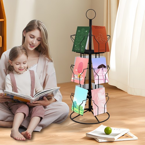 360° Rotatable Card Rack 3-Tier Card Display Stand 12 Card Pockets Card ...