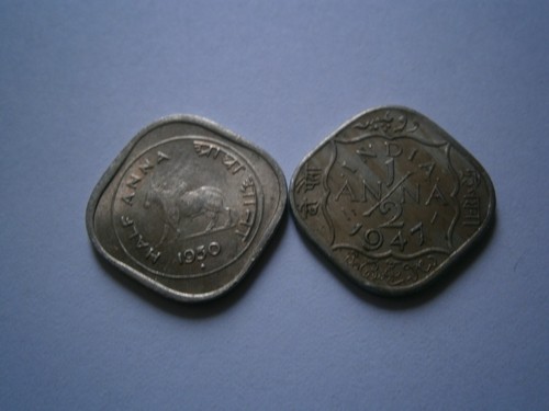 1947 & 1950 British India Half Anna Coins -King George VI- Free Postage ...