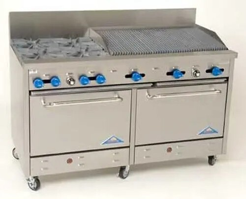 Comstock Castle 60" Commercial 4 Burner Gas Range w/ 36" Broiler & 2 ...