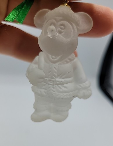 Disneyland Disney Frosted Crystal Glass Mickey Mouse Santa Ornament 2.5 ...