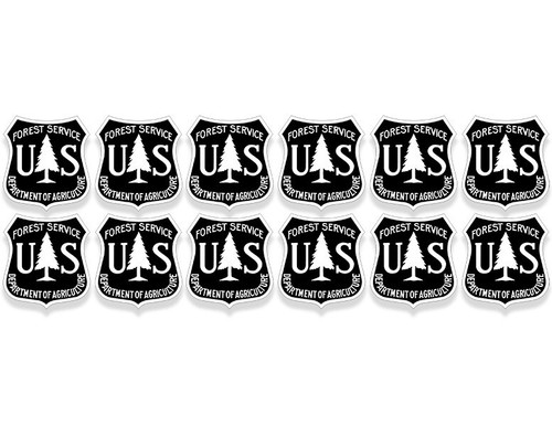 12-Pack 2 inch Black White US Forest Service Stickers (Camp Hike RV ...