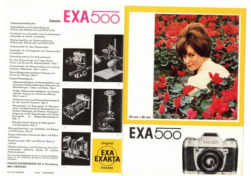 Leaflet Exa 500 GDR 1968 Advertising Camera | eBay