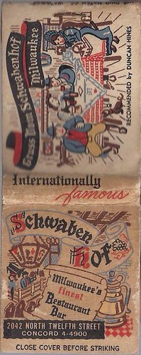 VINTAGE Matchbook SCHWABEN-HOF MILWAUKEE 2042 North Twelfth Street | eBay