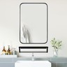 White Wall Mount Mirror Wooden Frame Display Storage Shelf Bathroom ...
