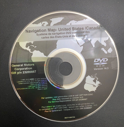 2016 GM North America Navigation DVD Map Update GM p/n: 23286667 Ver 14 ...
