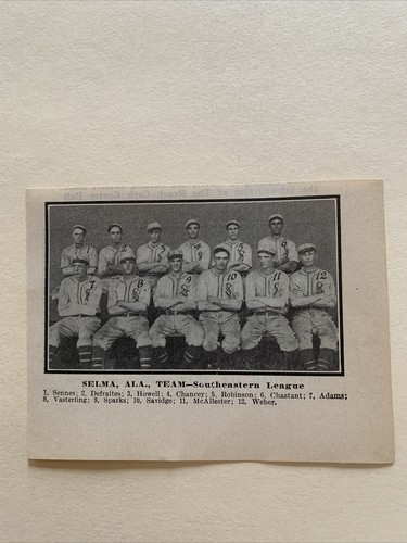 Selma Centralites Southeastern Lg. Ralph Savidge 1911 Baseball Team ...