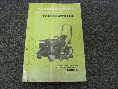 Yanmar Model GT14 Lawn & Garden Tractor Parts Catalog Manual P/N ...