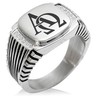 Stainless Steel Alpha & Omega Symbol Mens Square Biker Style Signet ...