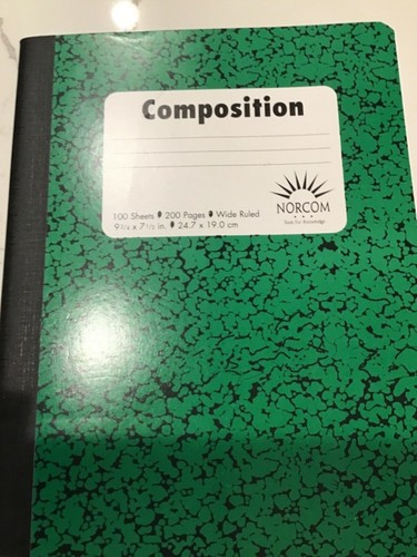 Marble Wide Ruled 100 Sheets/200 Pages Composition Book - Green (Norcom ...